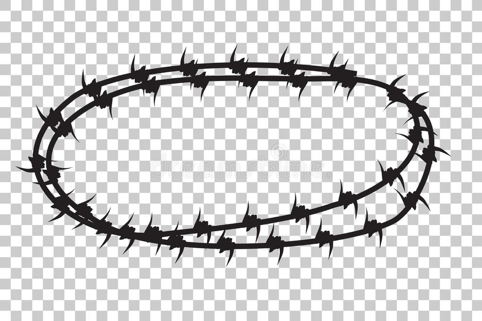 Vector Frame Silhouette Barbed Wire, Oval Shape at Transparent Effect ...