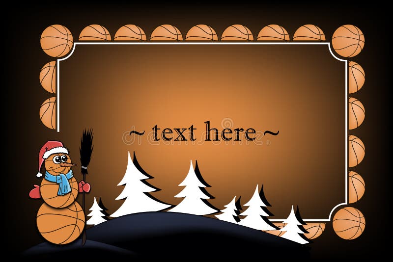 Frame with Basketball and Snowman Stock Vector - Illustration of lawn ...