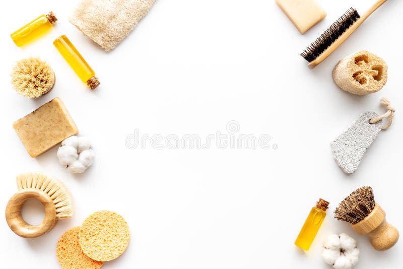 Frame of Bathing Accessories and Spa Cosmetic Products Top View Stock ...