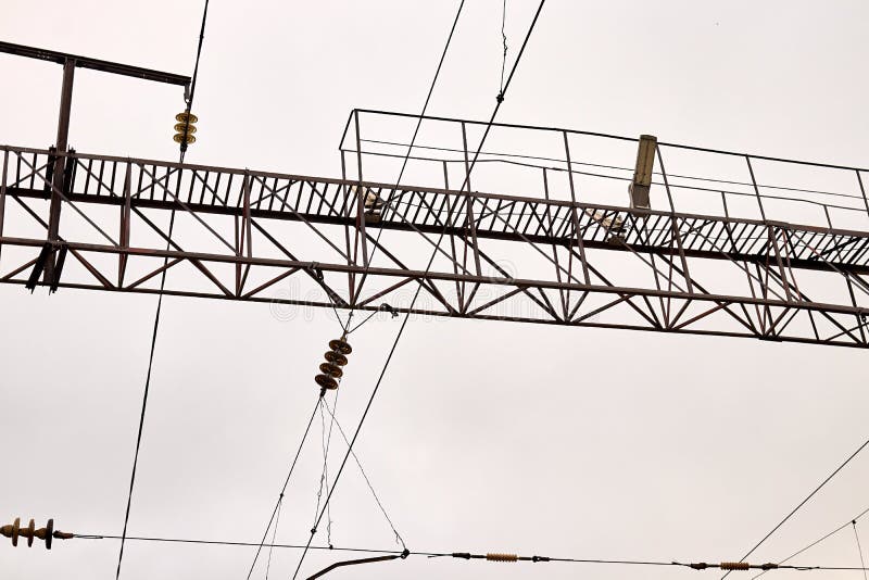 Frame Beam and Wires for Electric Trains Stock Image - Image of path ...