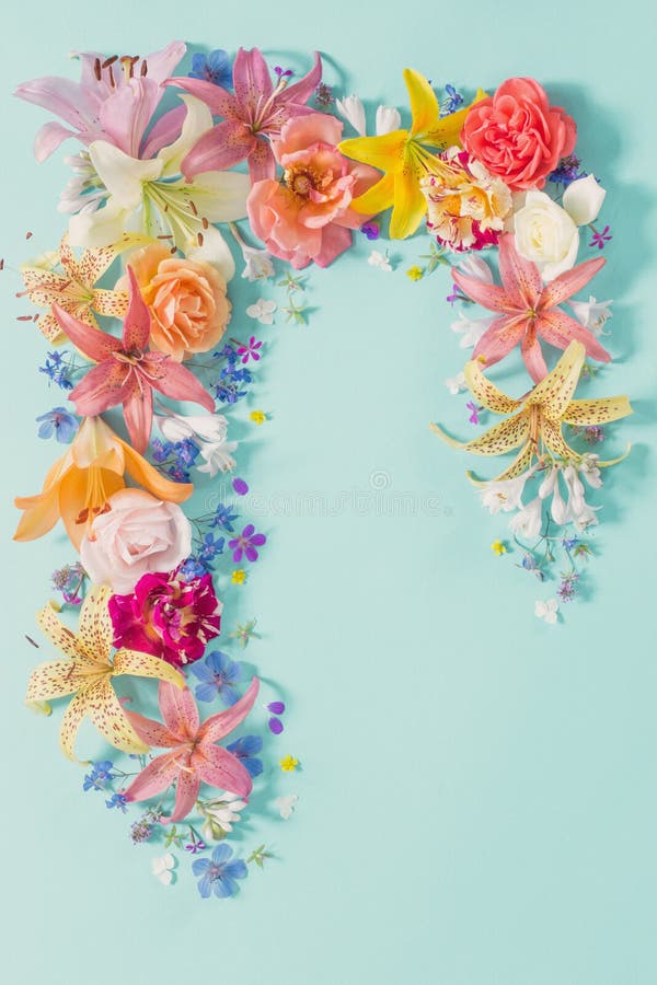 Beautiful Garden Flowers on Paper Background Stock Photo - Image of ...