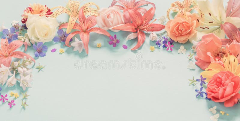 Beautiful Garden Flowers on Paper Background Stock Photo - Image of ...