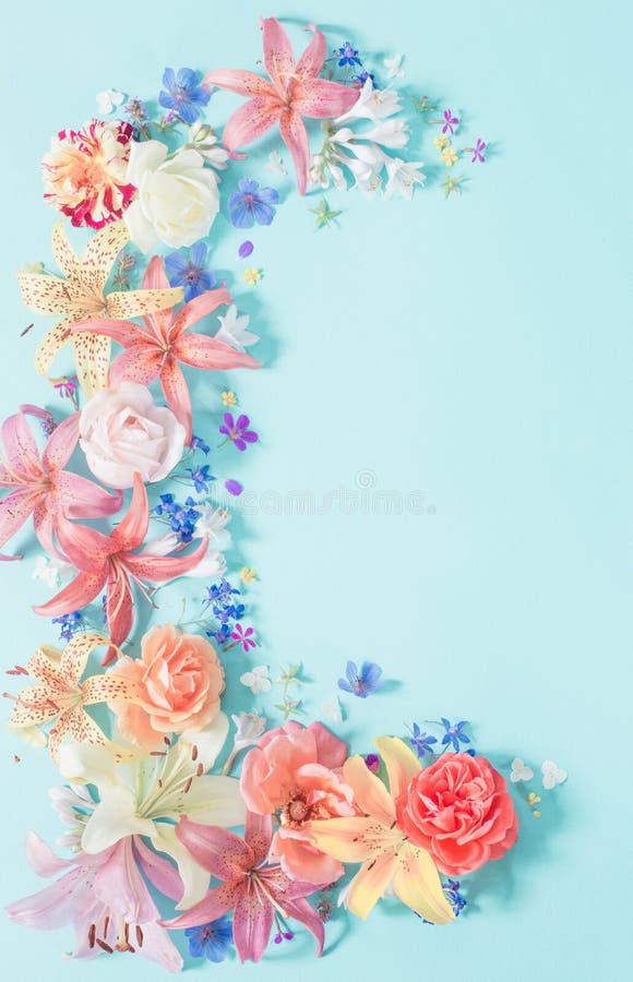 Beautiful Garden Flowers on Paper Background Stock Image - Image of ...