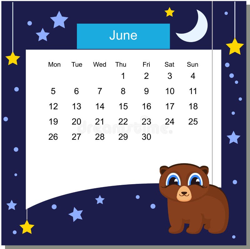 Frame with Beer. Calendar 2017. June. Week Starts Monday Stock ...