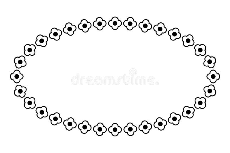 Frame Black Flower Oval, Simple Vector Isolated on White Stock Vector ...