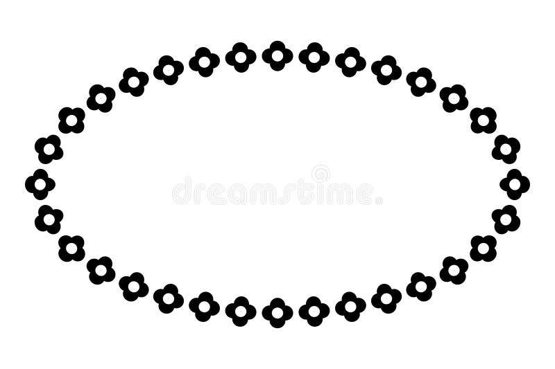 Frame Black Flower Oval, Simple Vector Isolated on White Stock Vector ...