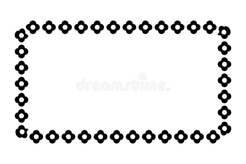 Frame Black Flower Rectangle, Simple Vector Isolated on White Stock ...