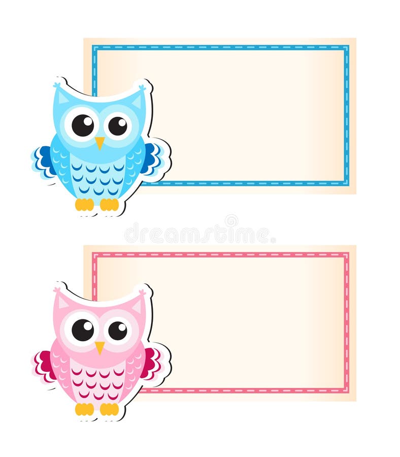 Frame, Blank White Form, Cartoon Owl Stock Vector - Illustration of ...