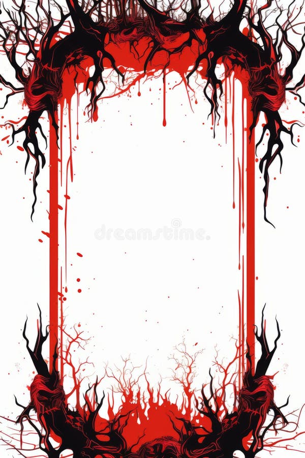 A Frame with Blood Splatters and Branches on it Stock Illustration ...