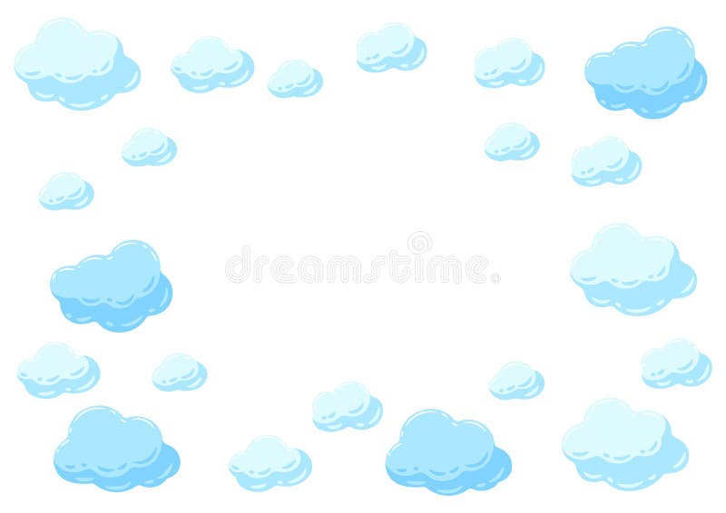 Frame with Blue Clouds. Cartoon Image of Overcast Sky. Stock ...
