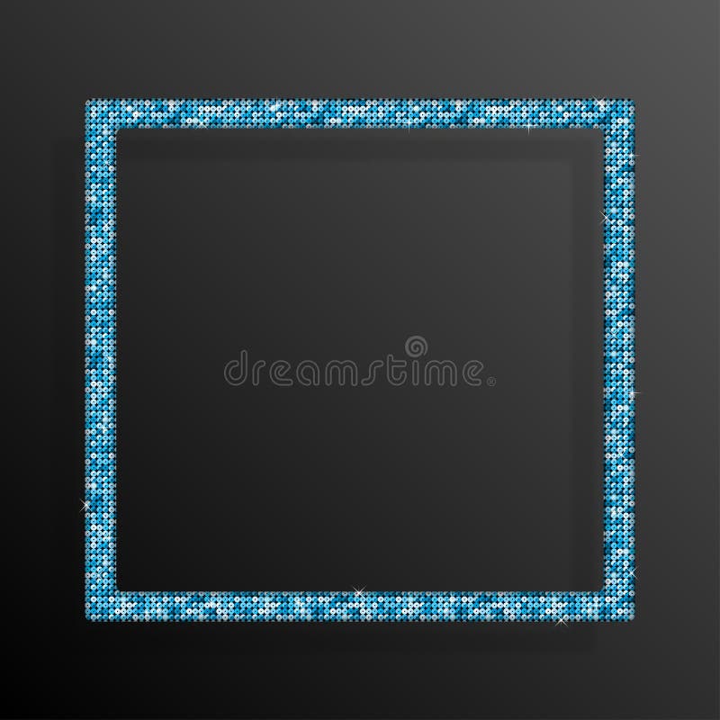 Frame Blue Sequins Square. Glitter, Sparkle. Stock Vector ...