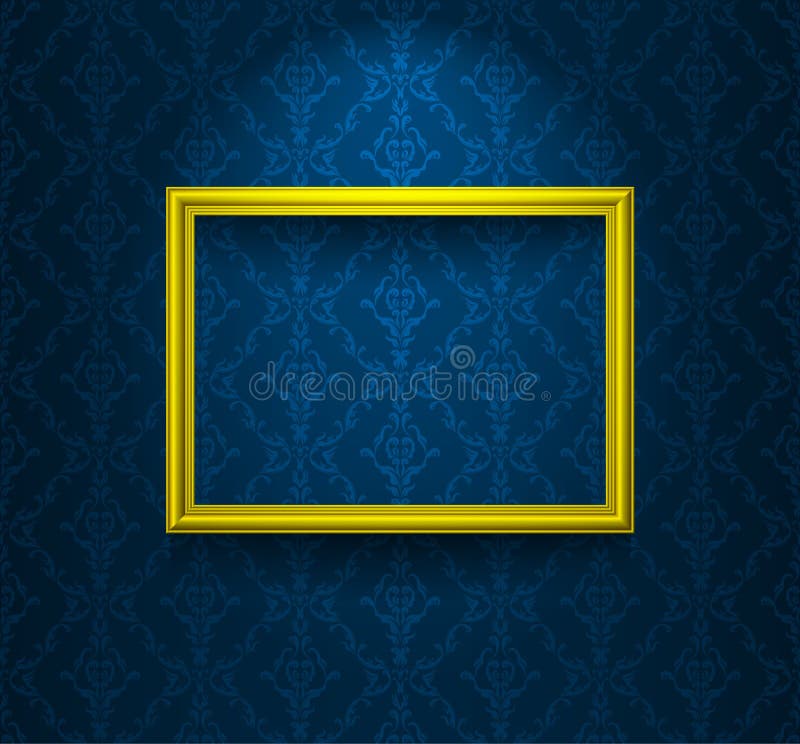 Frame on the blue wall stock vector. Illustration of place - 29601146