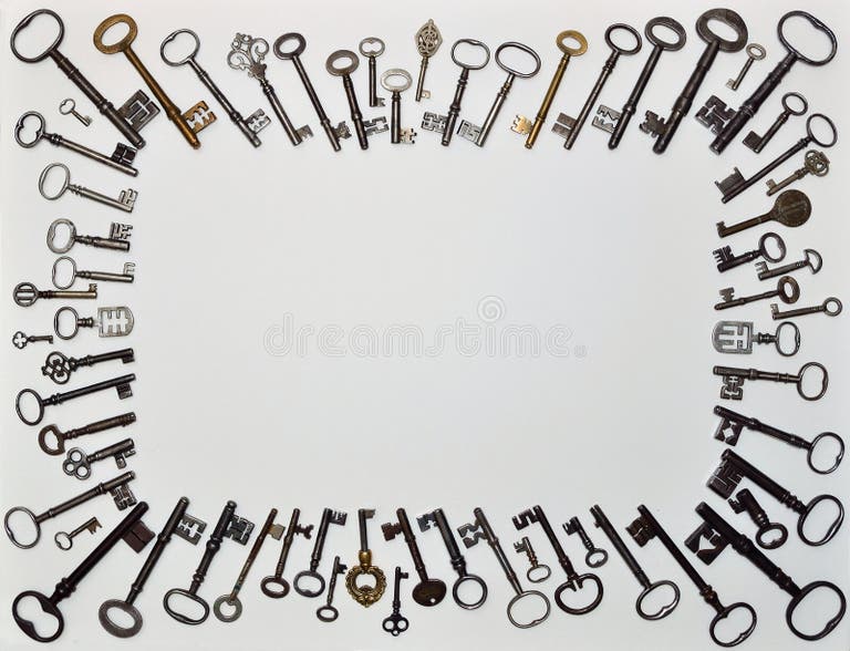 Frame or Border of Antique Keys Stock Photo - Image of frame, vintage ...
