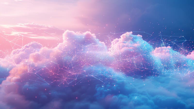 Frame Border Background of Cloud Computing Concept with Digital Network Connections and Abstract ...
