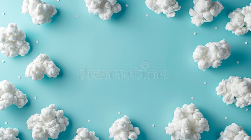 Frame Border Background of Cloud Computing Concept with Fluffy Clouds ...