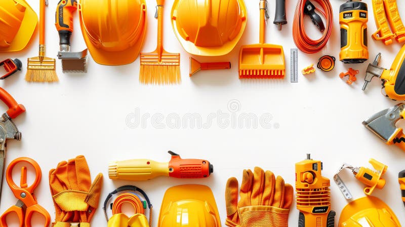 Frame Border Background of Labor Day Concept with Various Construction ...