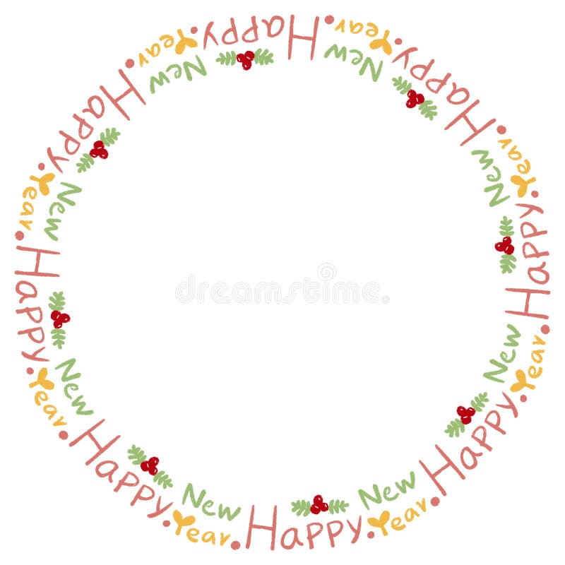 Frame Border Circle Happy New Year Stock Illustration - Illustration of ...