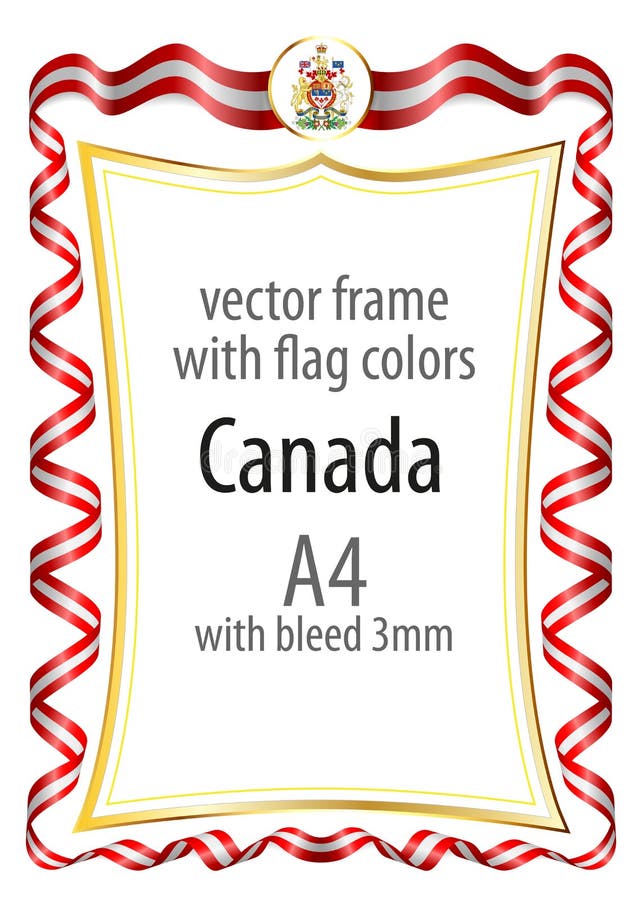 Frame and Border with the Coat of Arms and Ribbon with the Colors of ...
