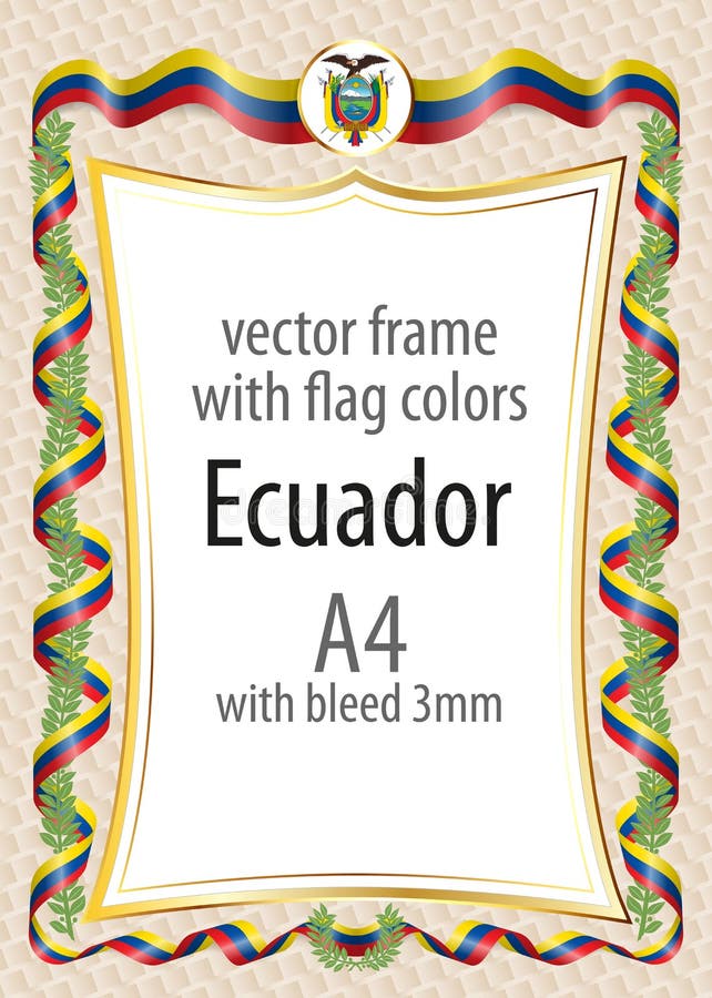 Frame and Border with the Coat of Arms and Ribbon with the Colors of ...