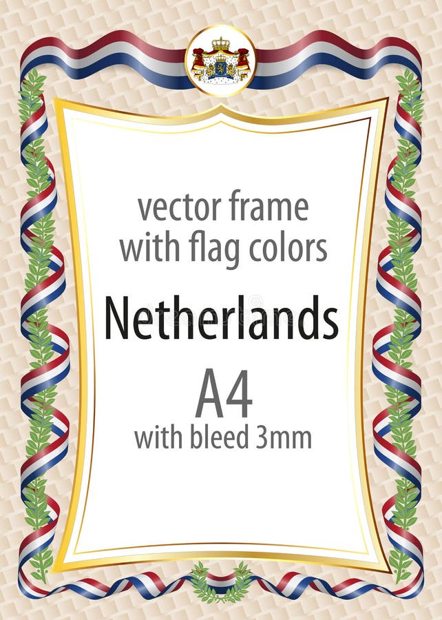 Frame and Border with the Coat of Arms and Ribbon with the Colors of ...