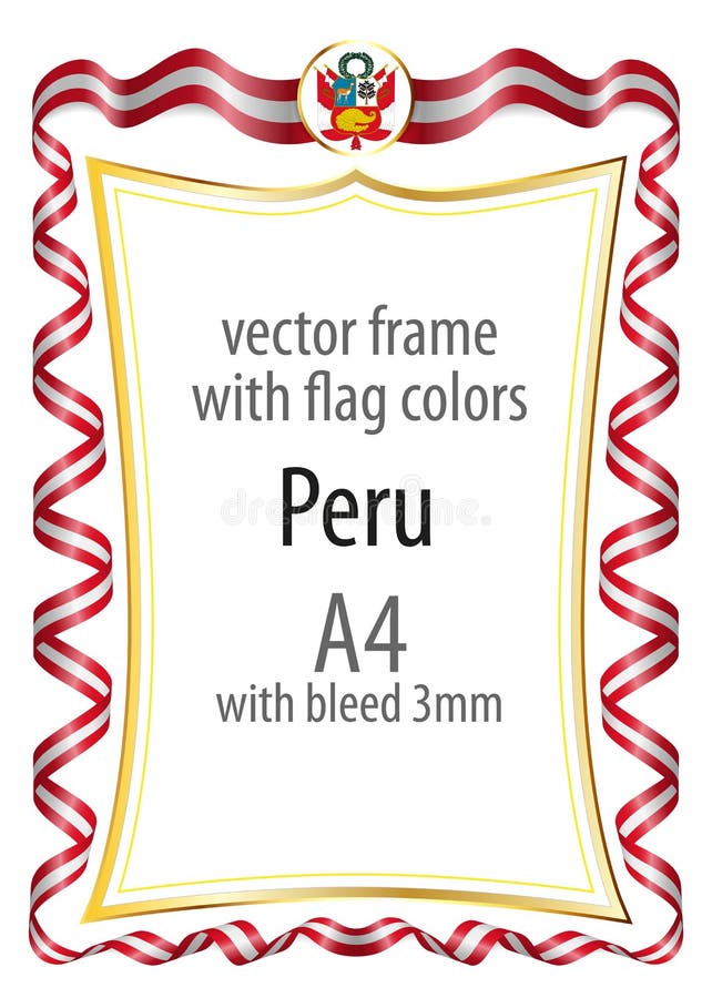 Frame and Border with the Coat of Arms and Ribbon with the Colors of ...