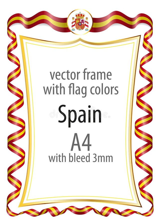 Frame and Border with the Coat of Arms and Ribbon with the Colors of ...