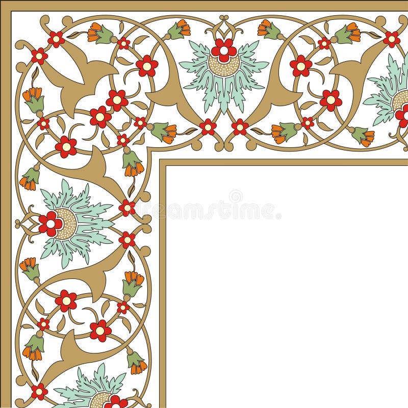 Frame Border, Corner Design Template. Elements in Eastern Style. Floral ...