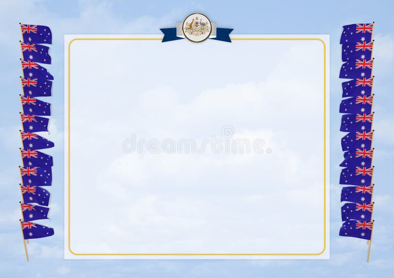 Frame and Border with Flag and Coat of Arms Australia. 3d Illustration ...