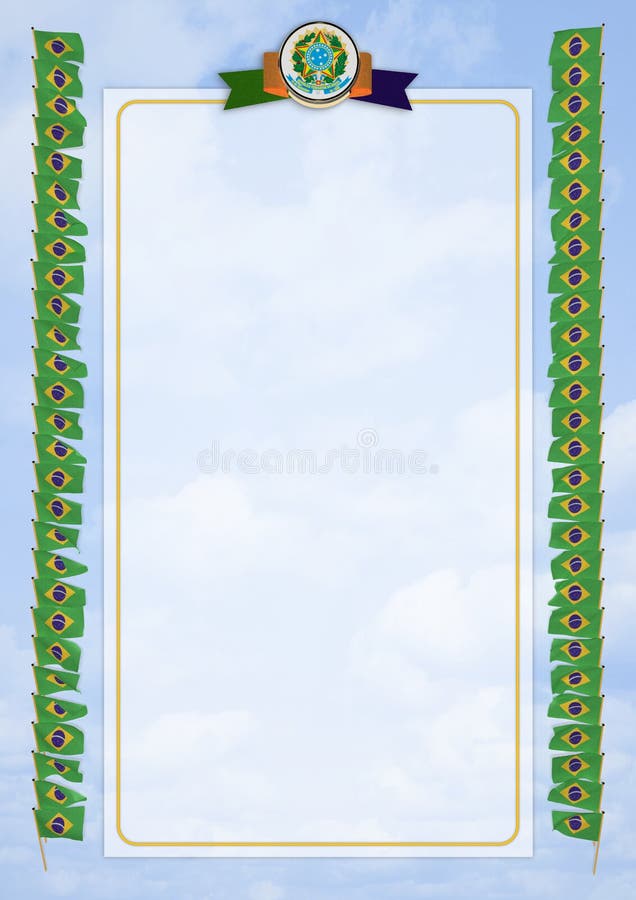 Frame and Border with Flag and Coat of Arms Brazil. 3d Illustration ...
