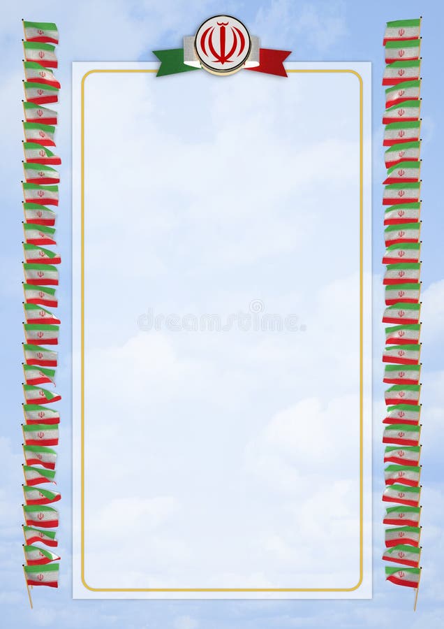 Frame and Border with Flag and Coat of Arms Iran. 3d Illustration Stock ...