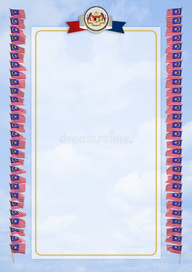 Frame and Border with Flag and Coat of Arms Malaysia. 3d Illustration ...