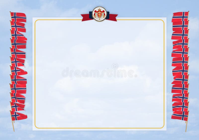 Frame and Border with Flag and Coat of Arms Norway. 3d Illustration ...