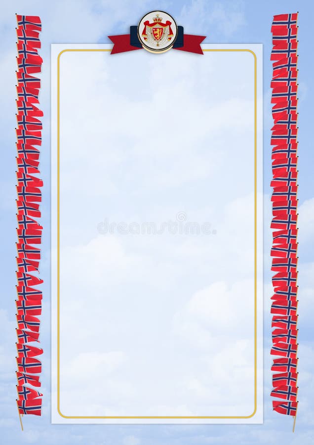Frame and Border with Flag and Coat of Arms Norway. 3d Illustration ...