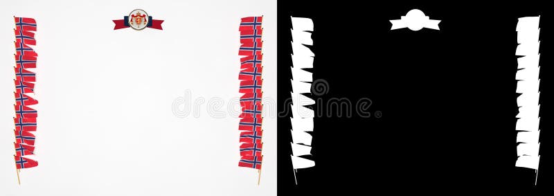 Frame and Border with Flag and Coat of Arms Norway. 3d Illustration ...