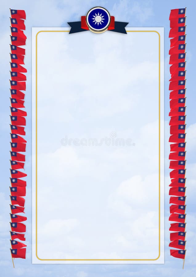 Frame and Border with Flag and Coat of Arms Taiwan. 3d Illustration ...