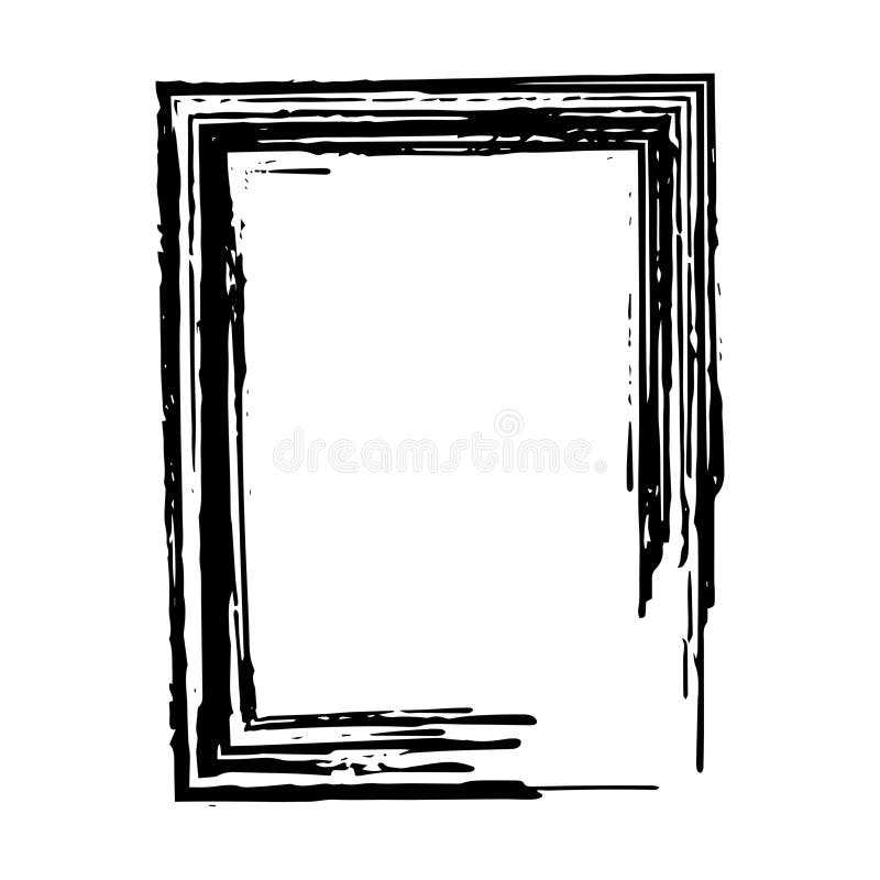 Frame Border Grunge Stroke Element, Brush Shape Icon, Vertical ...