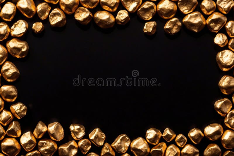 Frame Border Made of Gold Nuggets, Wealth Luxury Elegance Concept ...