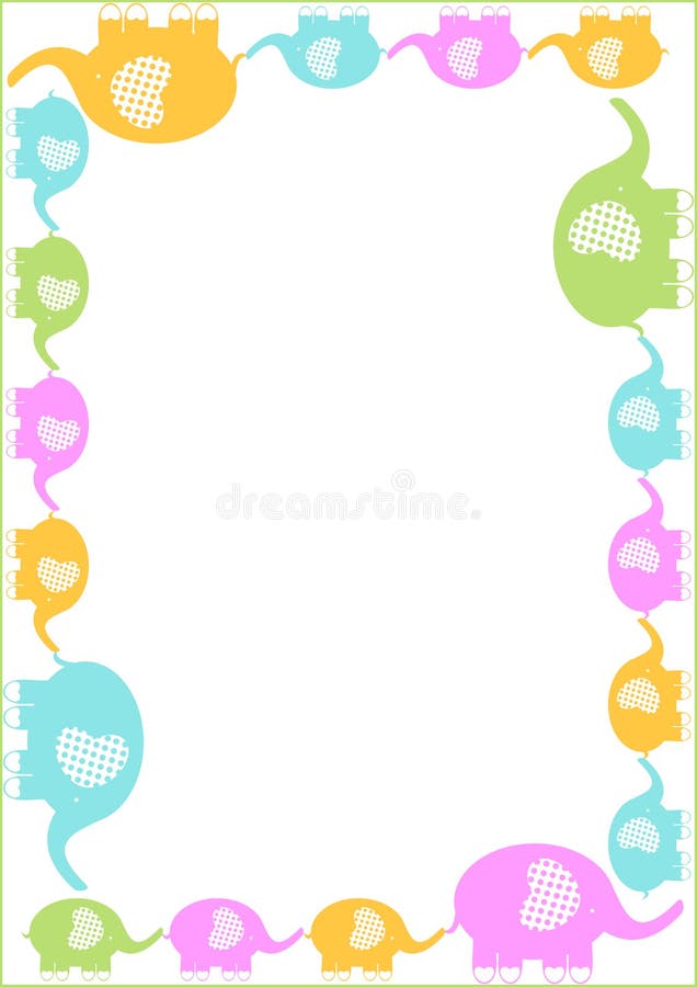Mother and Elephants Row Frame Border Stock Photo - Illustration of ...