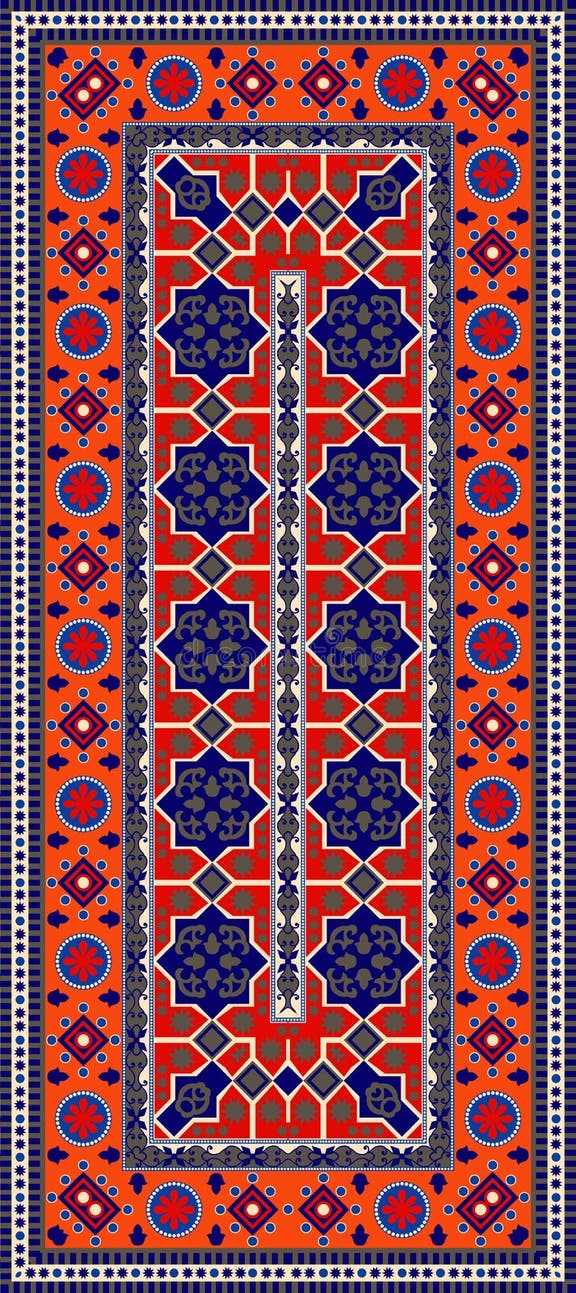 Frame Border with Red Background in Sindhi Ajrak Style, Illustration ...