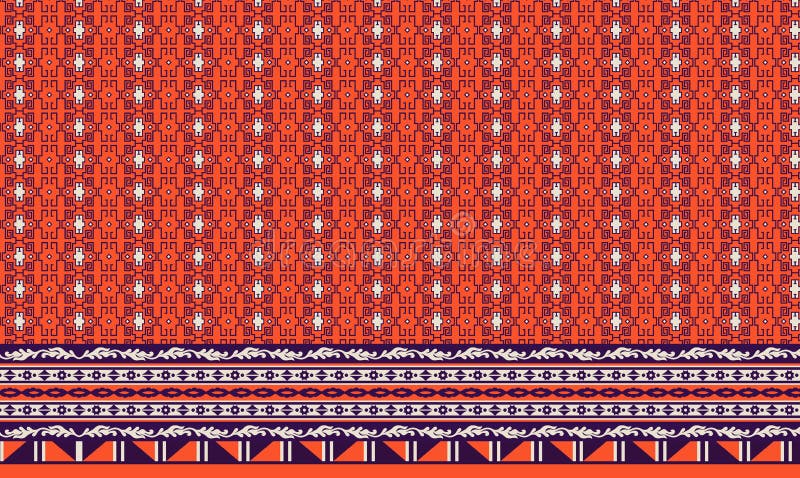 Frame Border with Red Background in Sindhi Ajrak Style, Vector ...