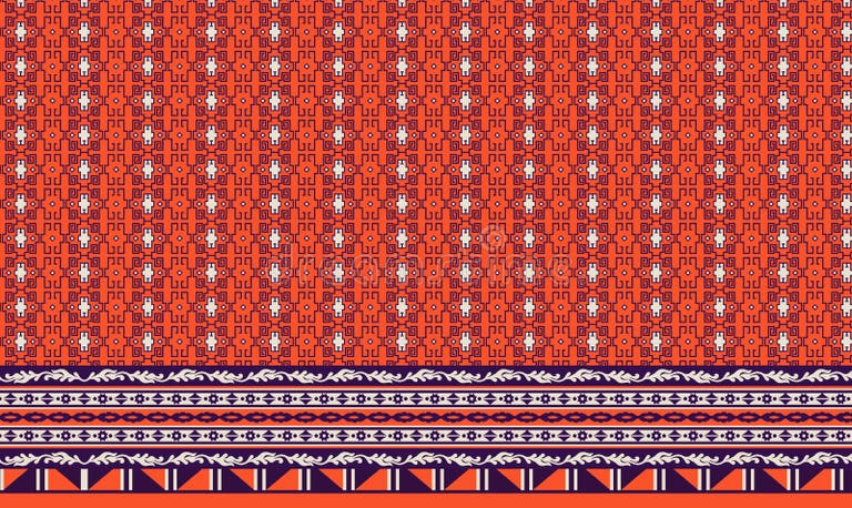 Frame Border with Red Background in Sindhi Ajrak Style, Vector ...