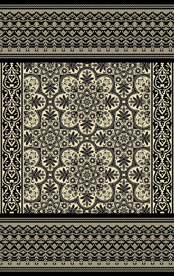 Frame Border with Red Background in Sindhi Ajrak Style, Vector ...