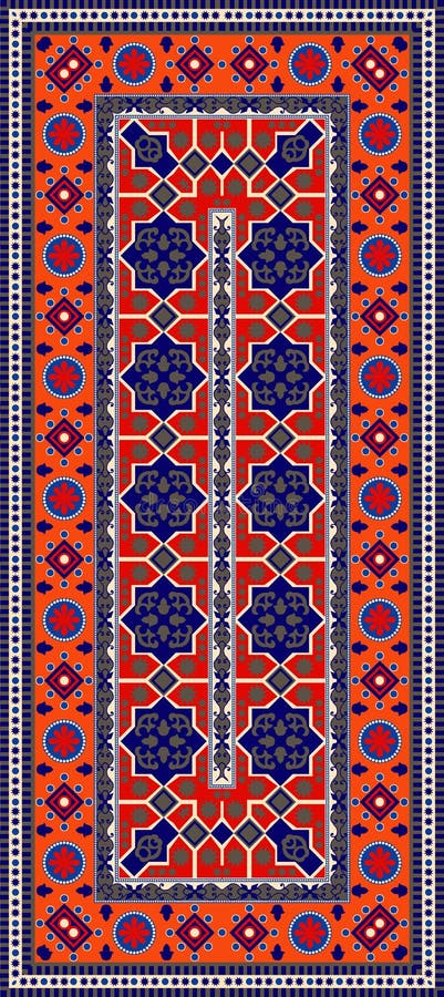 Frame Border with Red Background in Sindhi Ajrak Style, Vector ...