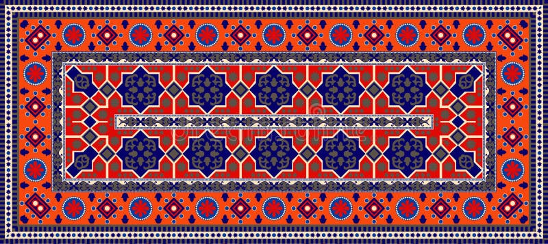 Frame & Border with Red Background in Sindhi Ajrak Style, Vector ...