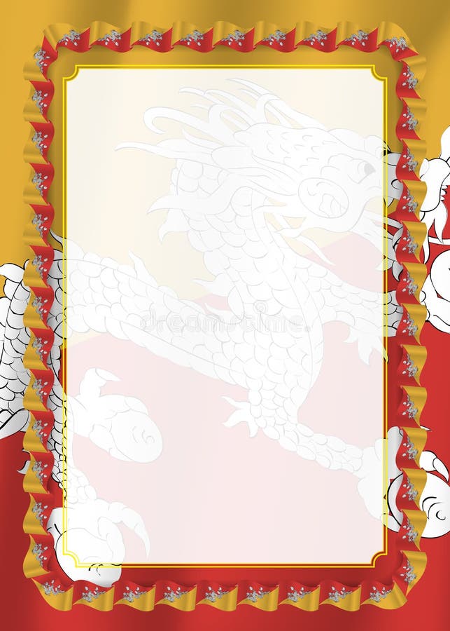Frame and Border of Ribbon with Bhutan Flag, Template Elements for Your ...