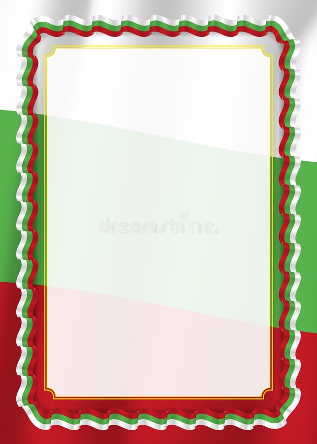 Frame and Border of Ribbon with Bulgaria Flag, Template Elements for ...