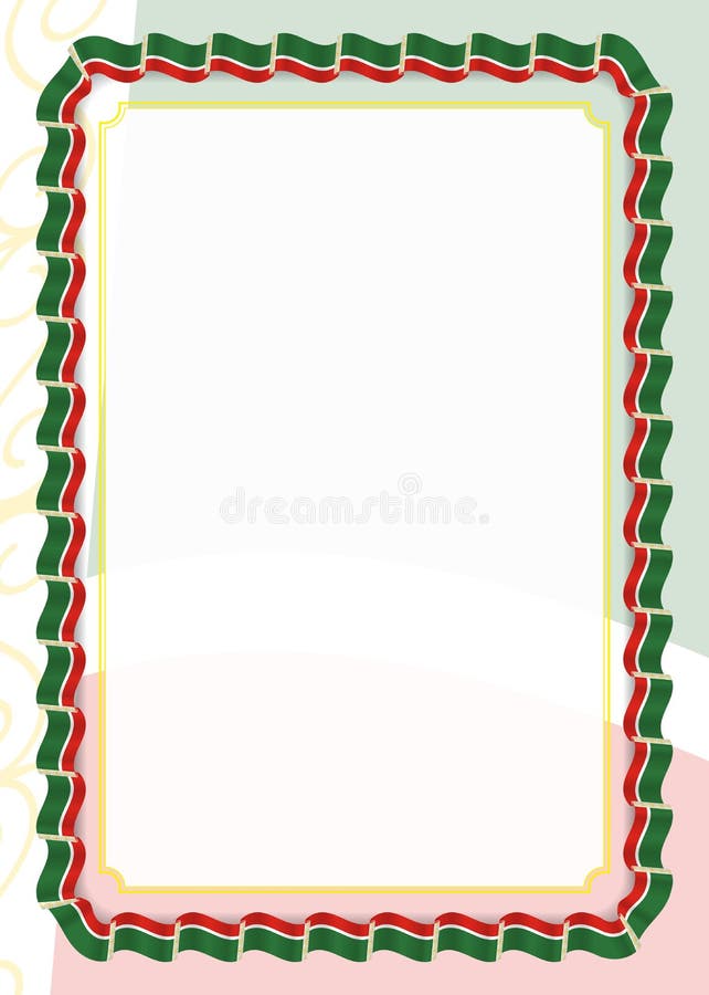 Frame and Border of Ribbon with Chechen Flag, Template Elements for ...