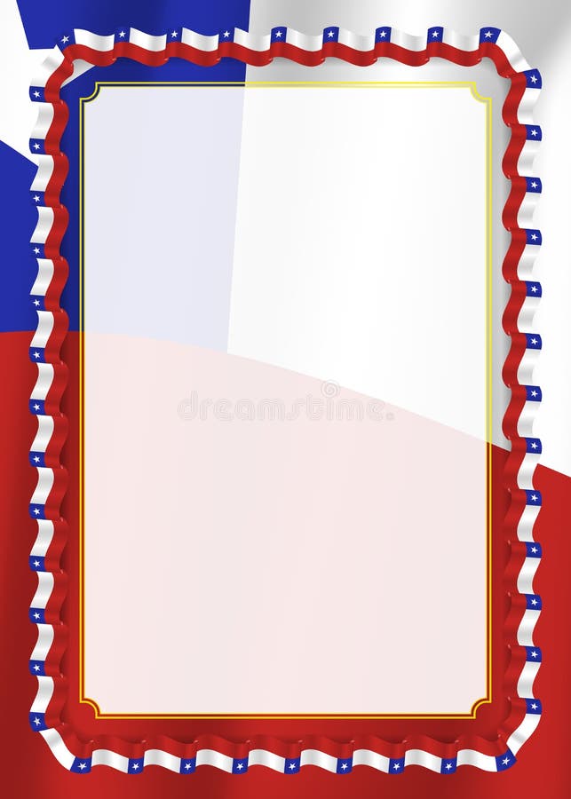 Frame and Border of Ribbon with Chile Flag, Template Elements for Your ...