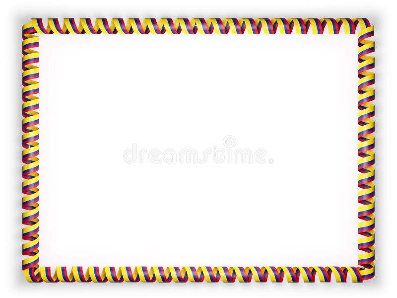 Frame and Border of Ribbon with the Colombia Flag. 3d Illustration ...