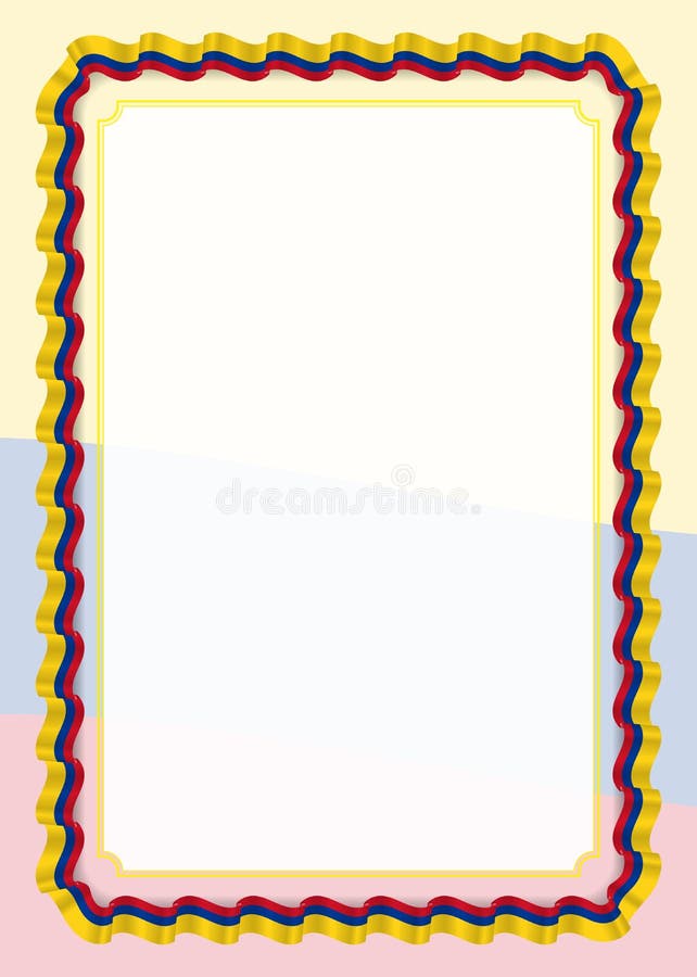 Frame and Border of Ribbon with Colombia Flag, Template Elements for ...